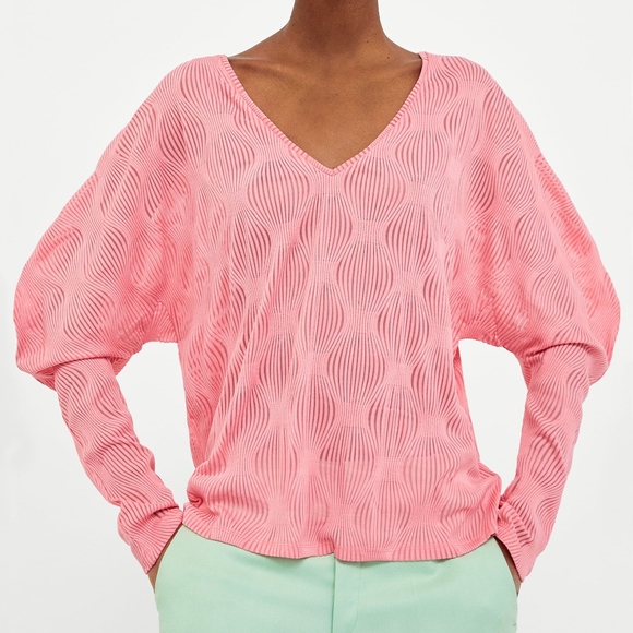 Zara | Tops | Zara Pink 6s Vibe Long Sleeve Textured Tshirt | Poshmark
